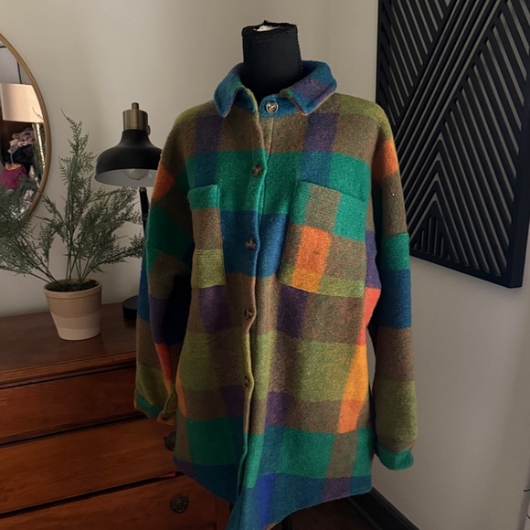 DAVI & DANI | Jackets & Coats | Davi Dani Colorful Plaid Utility Jacket ...